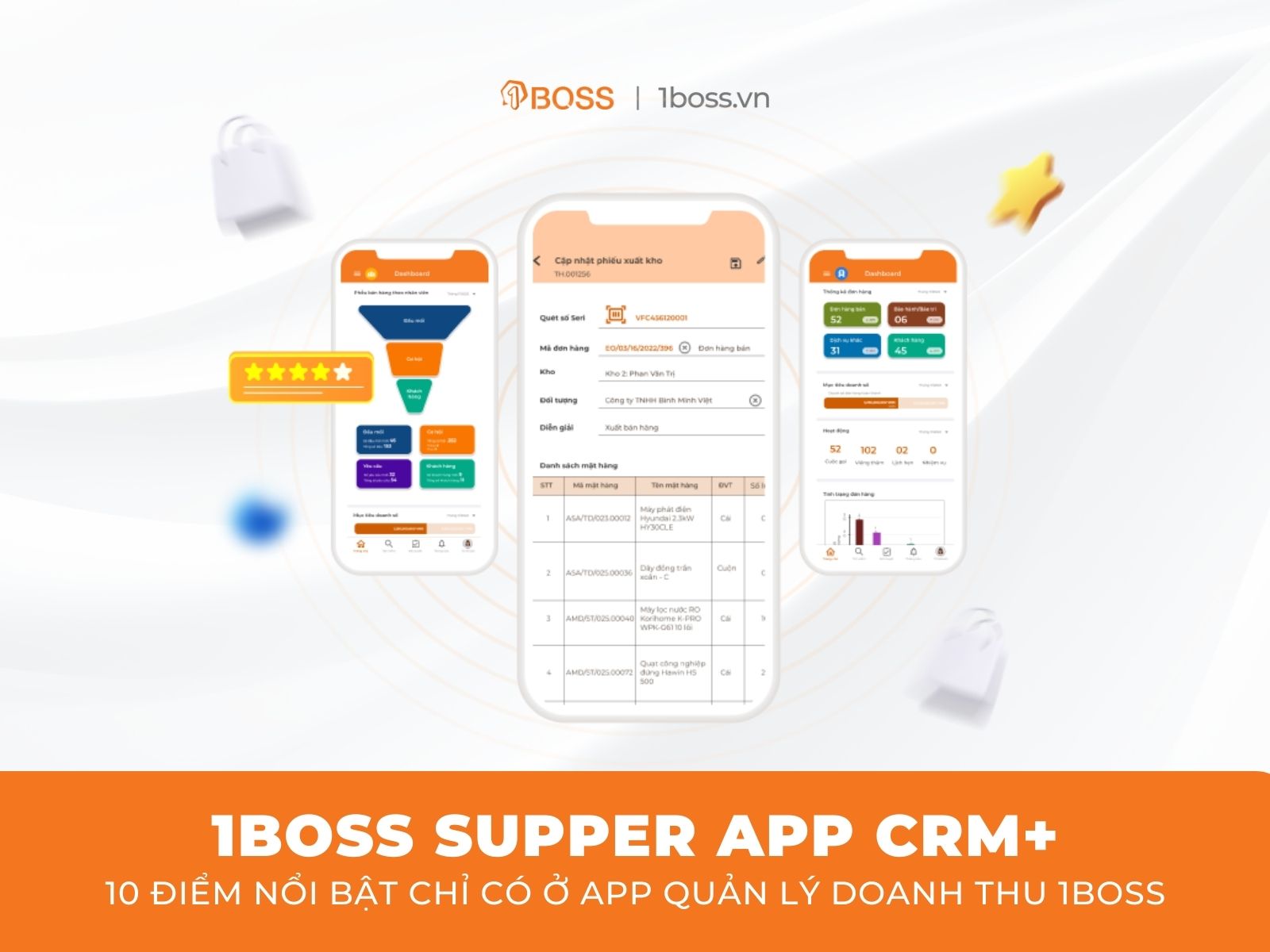 10 Điểm nổi bật chỉ có ở app quản lý doanh thu 1BOSS CRM+